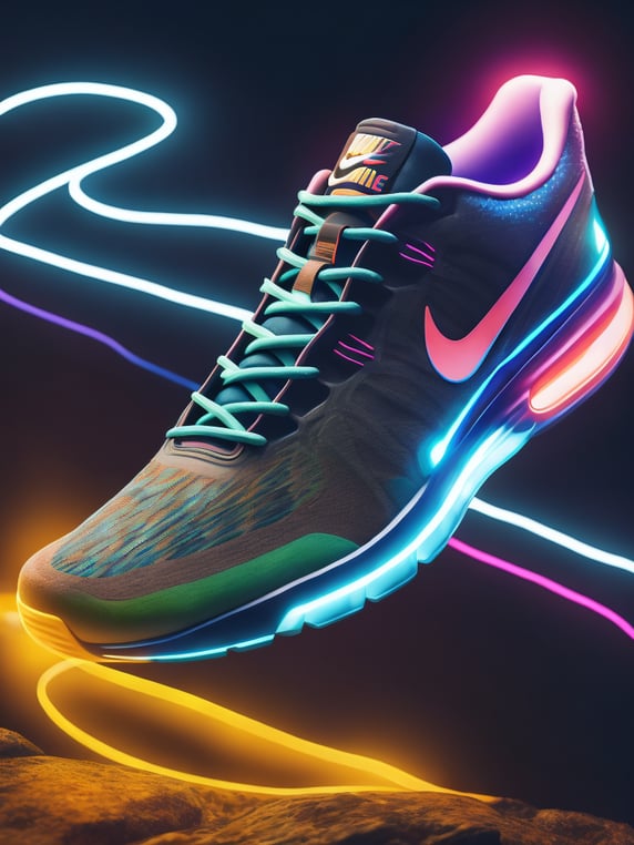 Premium Free ai Images | illustration of nike sports shoe in neon ...