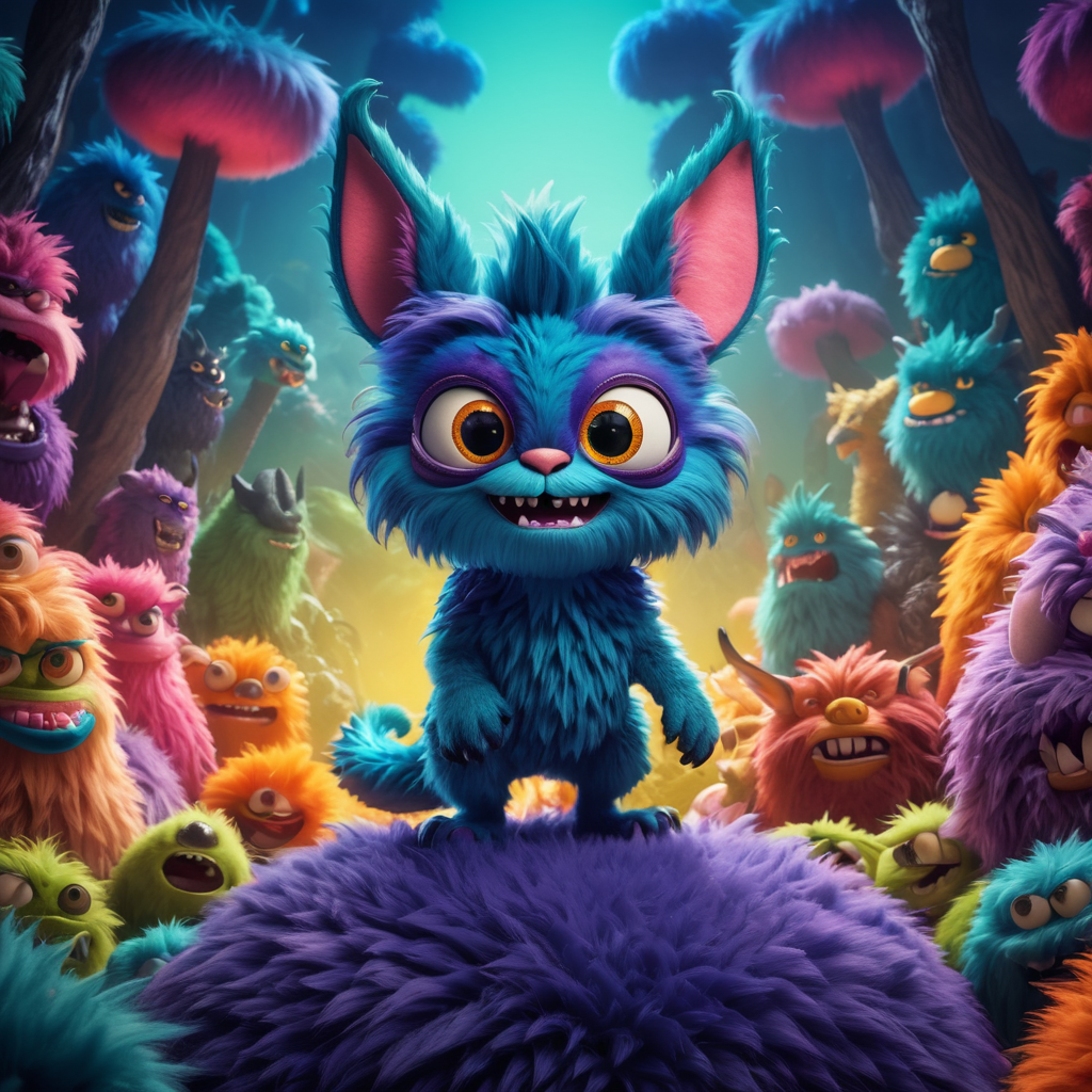 Premium Free ai Images | furry monster vivid saturated colors studio ...