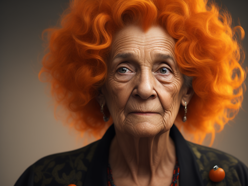 Premium Free ai Images | crazy old woman with curly orange hair