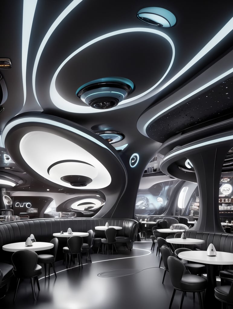 Premium Free ai Images | futuristic interior of ufo cafe alien interior ...