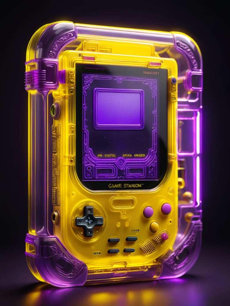 Premium Free ai Images | render retro tiny cute yellow game boy ...
