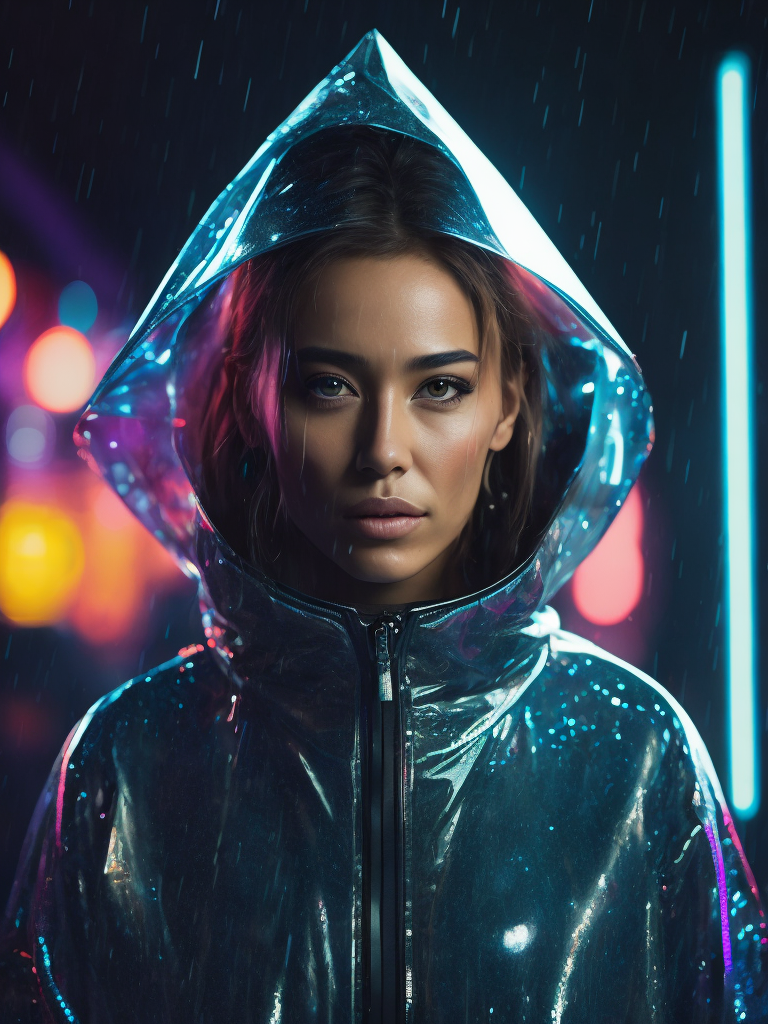 Lumenor AI Image Generation - women wearing transparent raincoat under ...