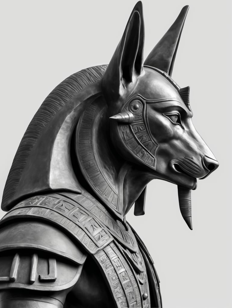 Premium Free ai Images | anubis statue side view long nose upper body ...