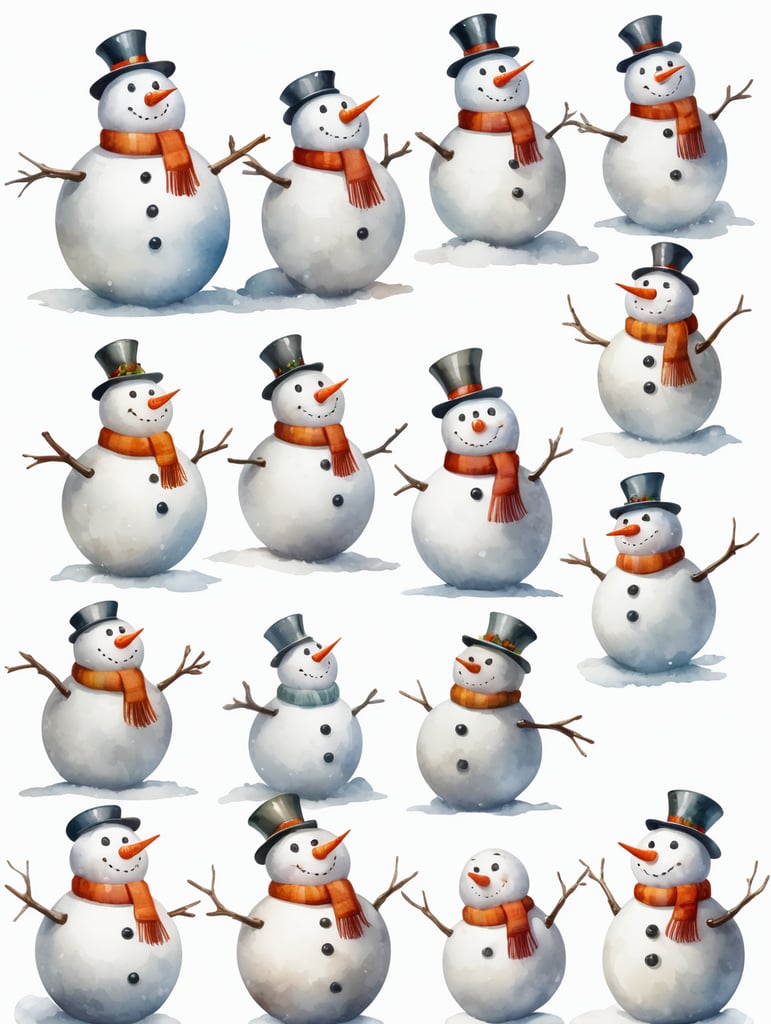 Premium Free ai Images | snowman different angles and expressions full ...