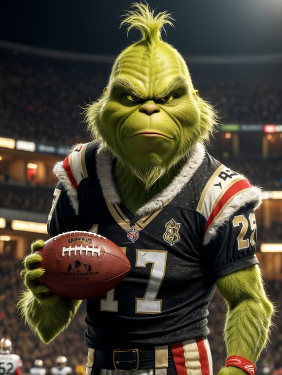 Premium Free ai Images | grinch wearing the saints jersey holding football