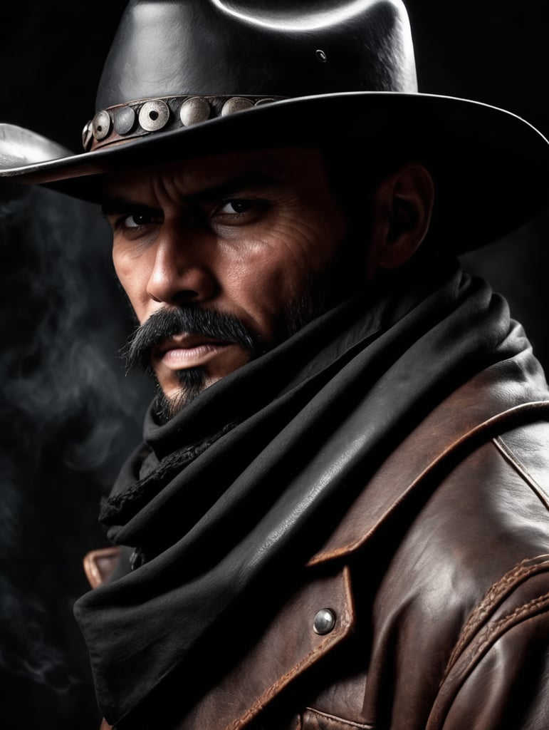 Premium Free ai Images | old western bandit train robber leather cowboy ...