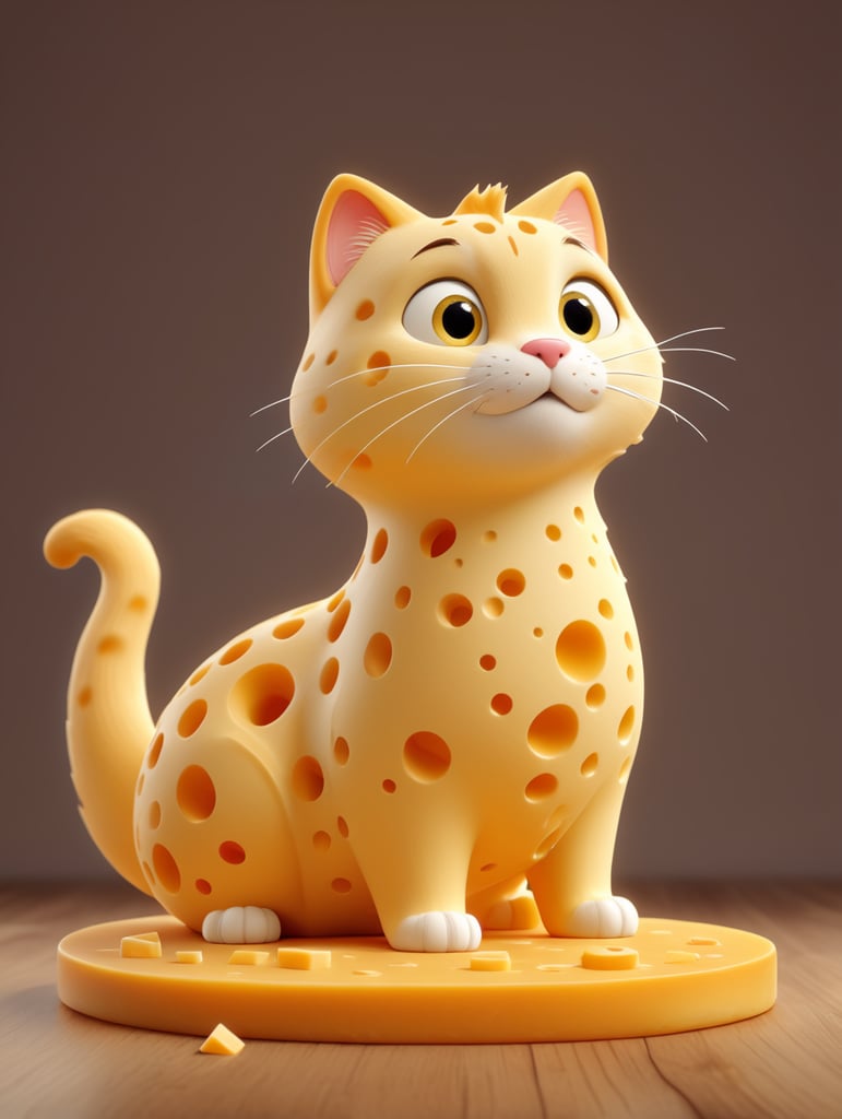 Premium Free ai Images | cheese cat made from swiss cheese