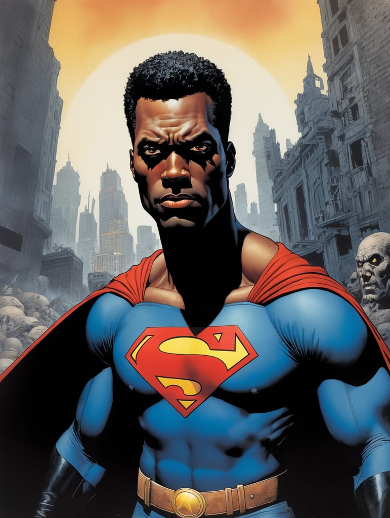 Premium Free ai Images | black superman hero portrait comics marvel ...
