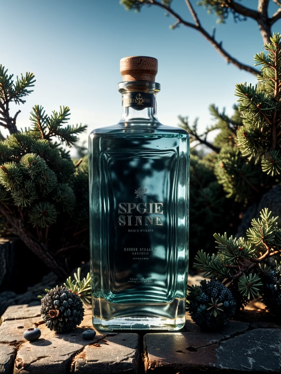 Premium Free ai Images | professional photography of square gin bottle ...