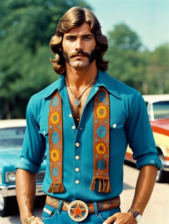 Premium Free ai Images | handsome man retro america style hippie