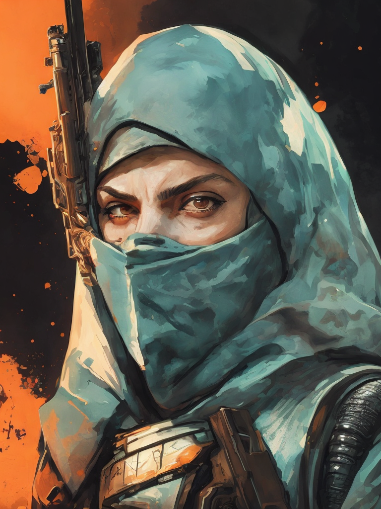 Lumenor AI Image Generation - terrorist man with hijab from counter ...