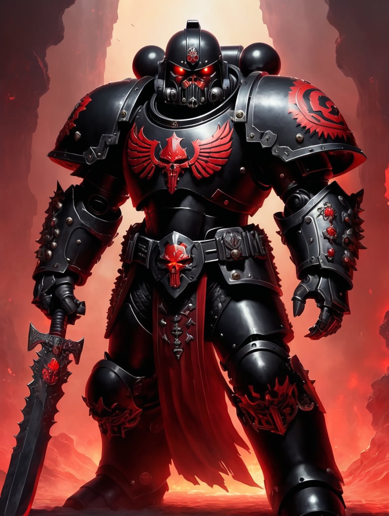 Premium Free ai Images | warhammer space marine with full metalic black ...