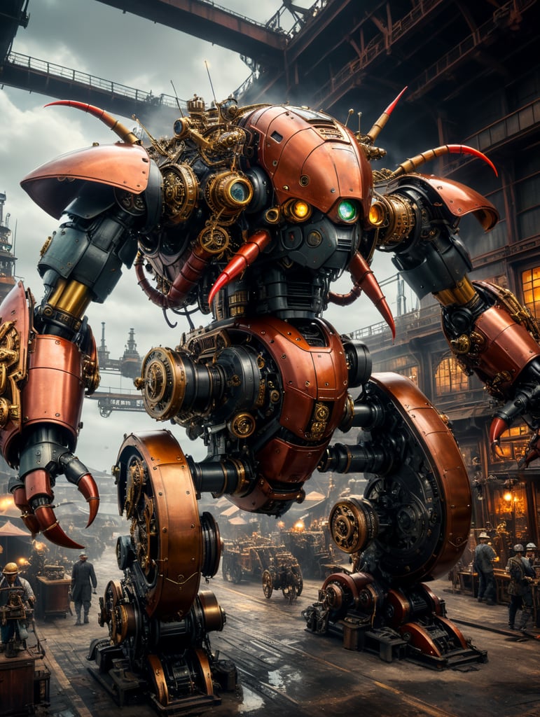 Premium Free ai Images | coloured photo of flying mecha steampunk ...