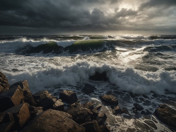 Premium Free ai Images | harsh storm high dramatic waves coast in ...