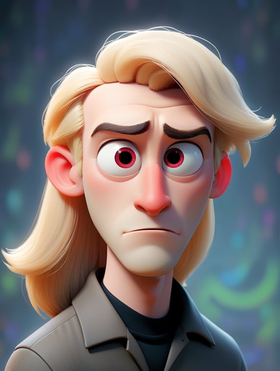 Premium Free ai Images | young pale man red eye very long blonde ...