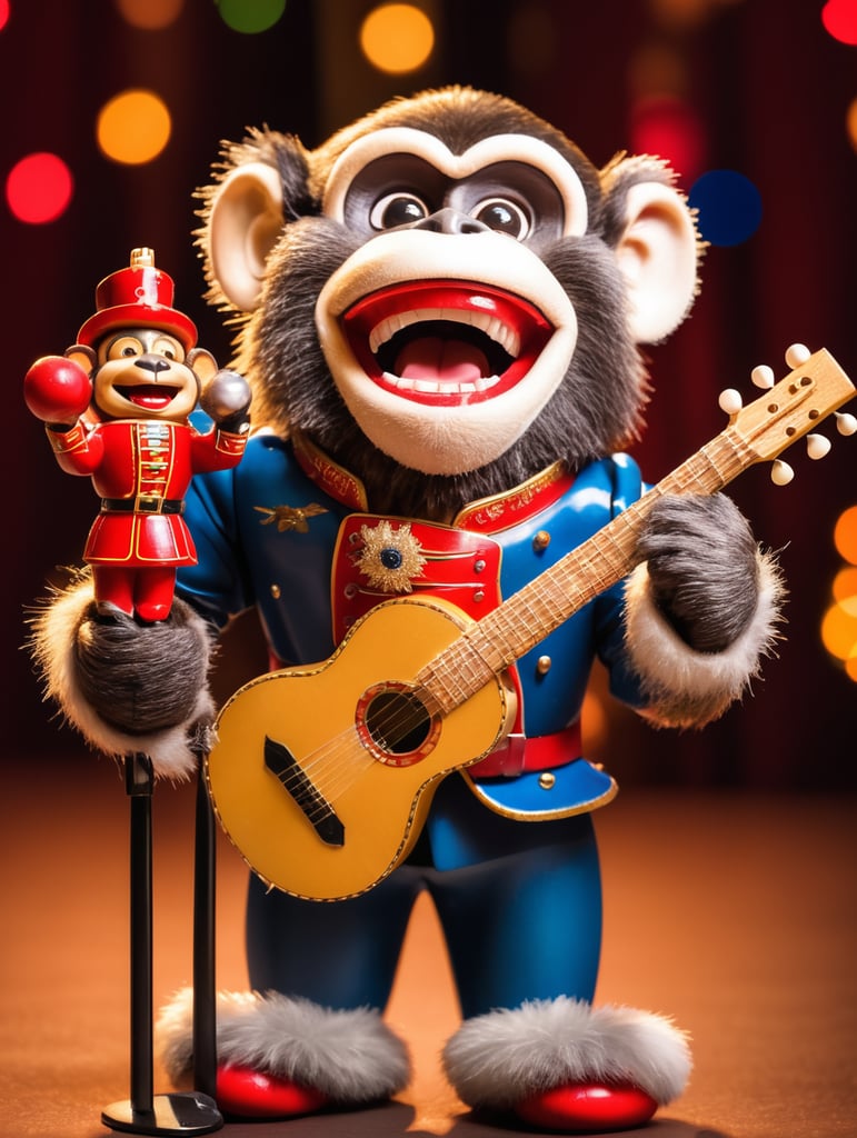 Premium Free ai Images | happy monkey singing with nutcracker at ...