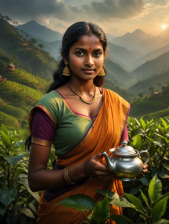 Premium Free ai Images | portrait of young dusky and beautiful girl tea ...