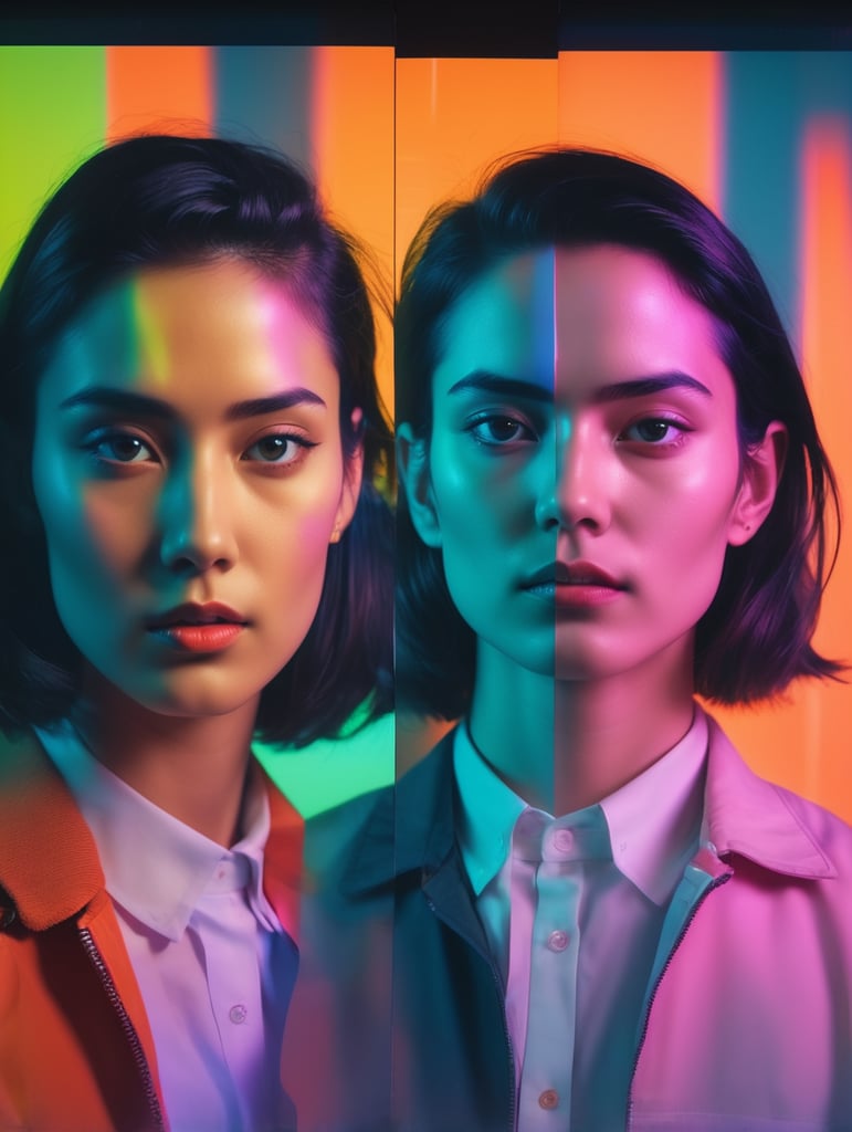 Premium Free ai Images | shifting spectra mixed multimedia portrait ...