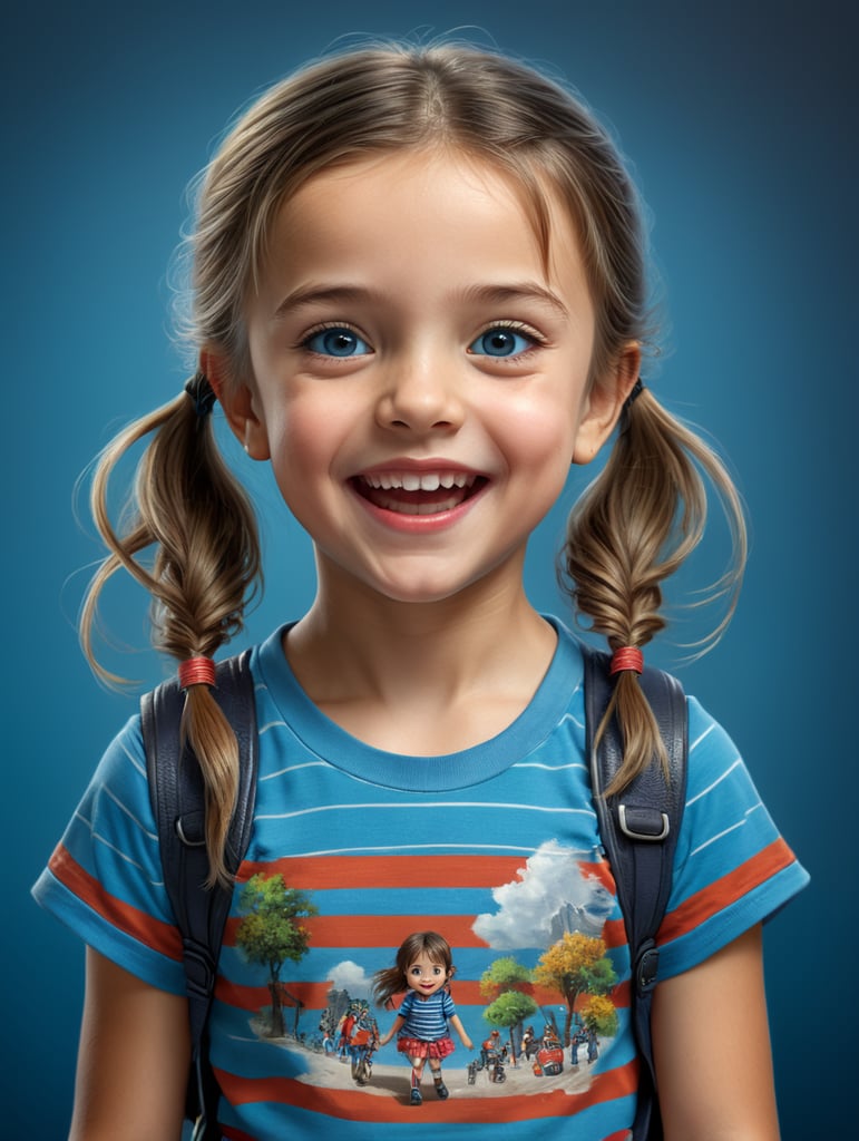Premium Free ai Images | photo happy little girl going to travel cute ...
