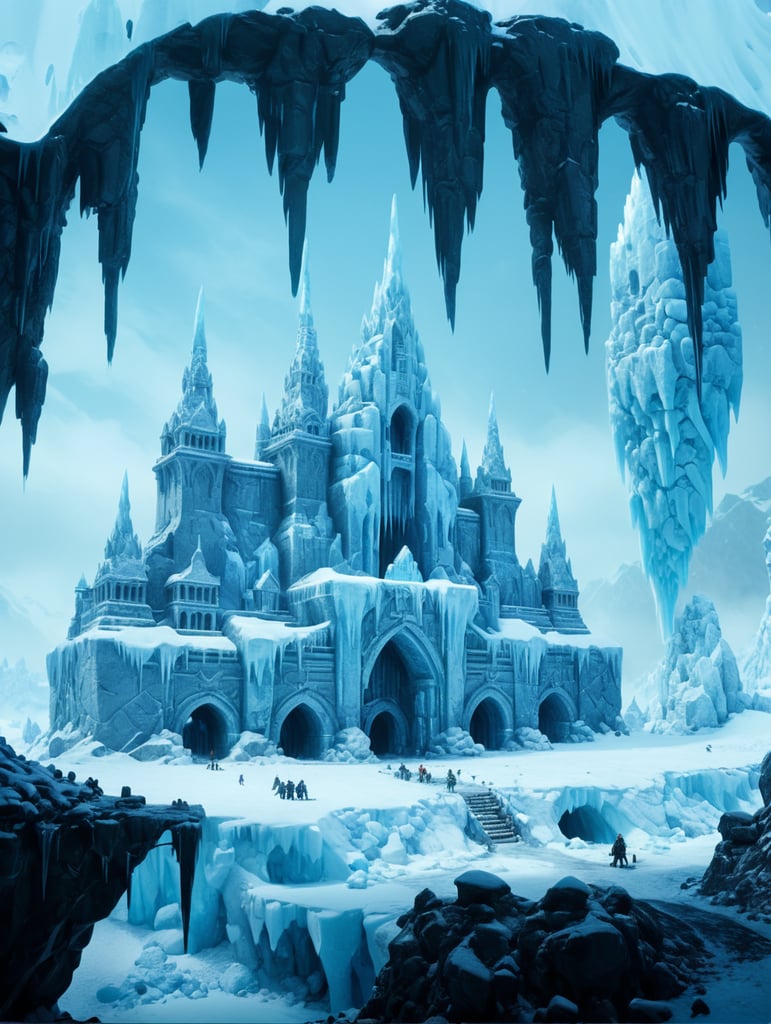 Premium Free ai Images | simple ice village with big ice pillars ...