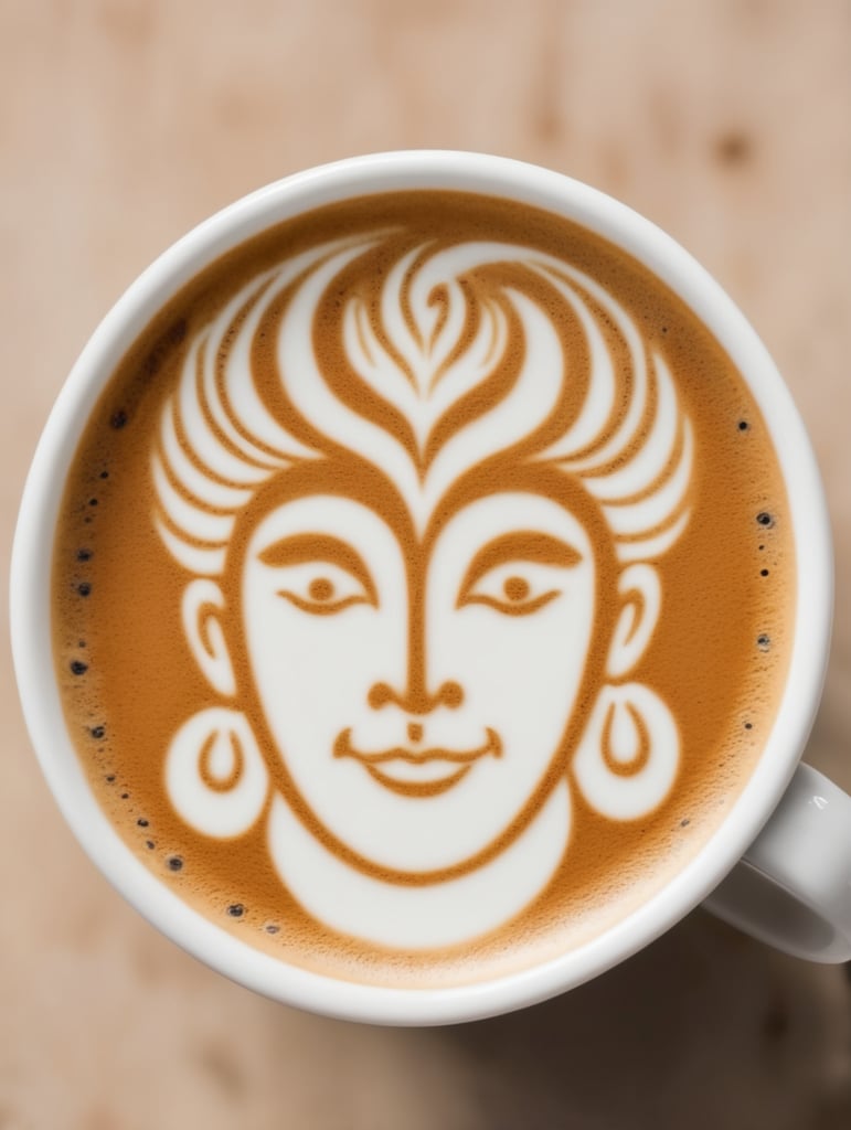 Premium Free ai Images | cup latte art barista face