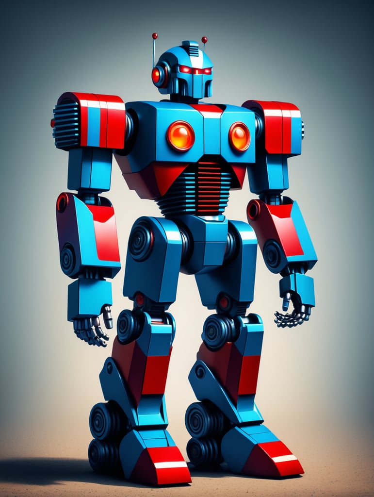 Premium Free ai Images | pixel art retro robot full body with red and ...