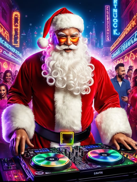 Premium Free ai Images | santa claus at nightclub party with santa dj ...