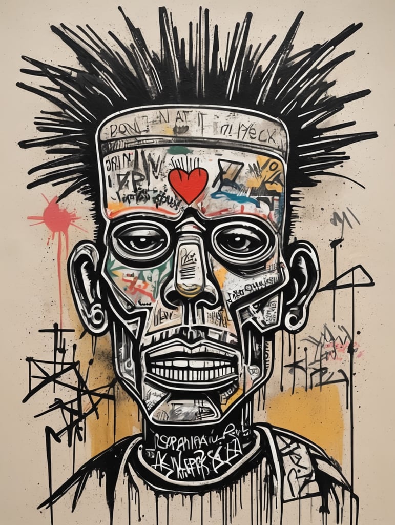 Premium Free ai Images | basquiat inspired new york graffiti style ...