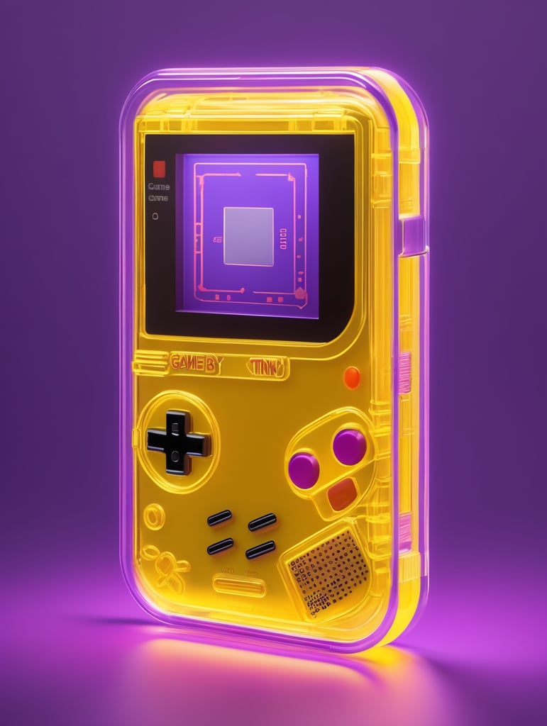 Premium Free ai Images | render retro tiny cute yellow game boy ...