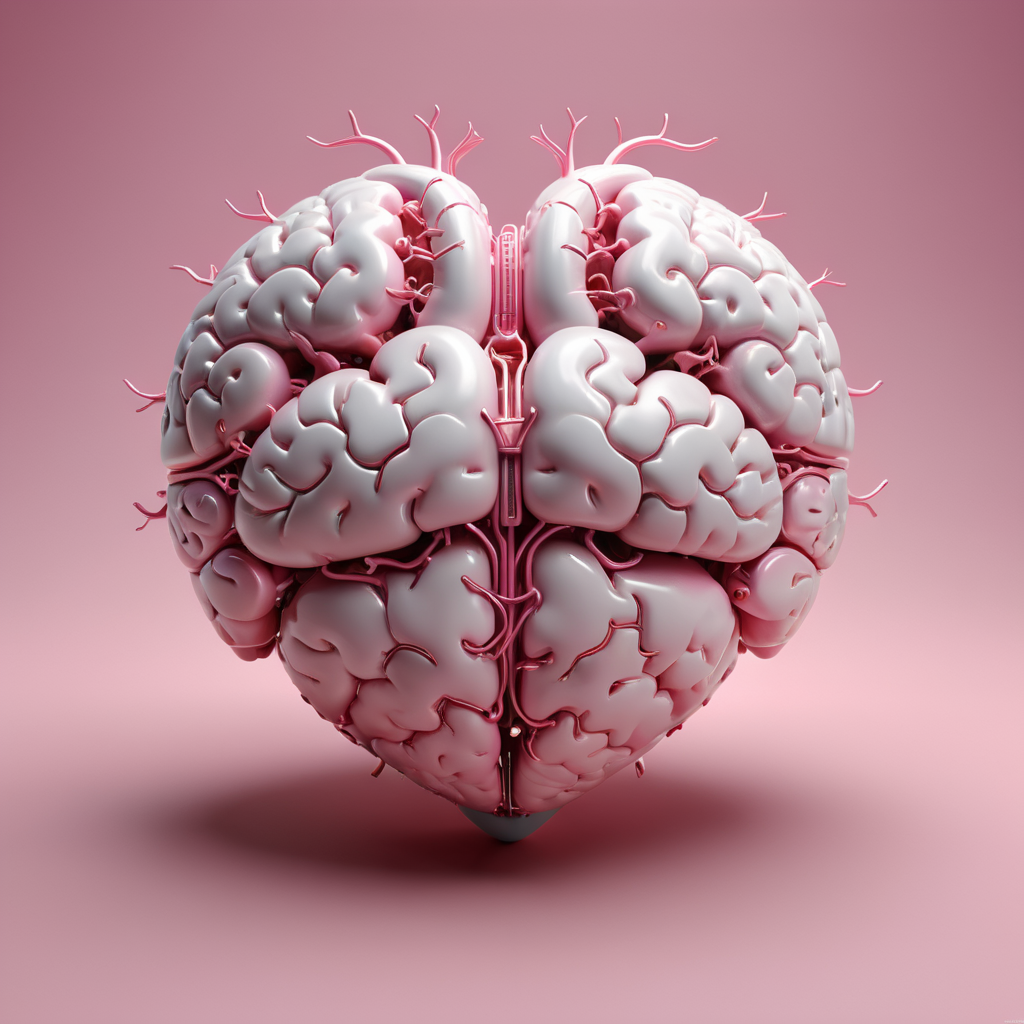 Premium Free ai Images | rendered image of brain and heart joined ...