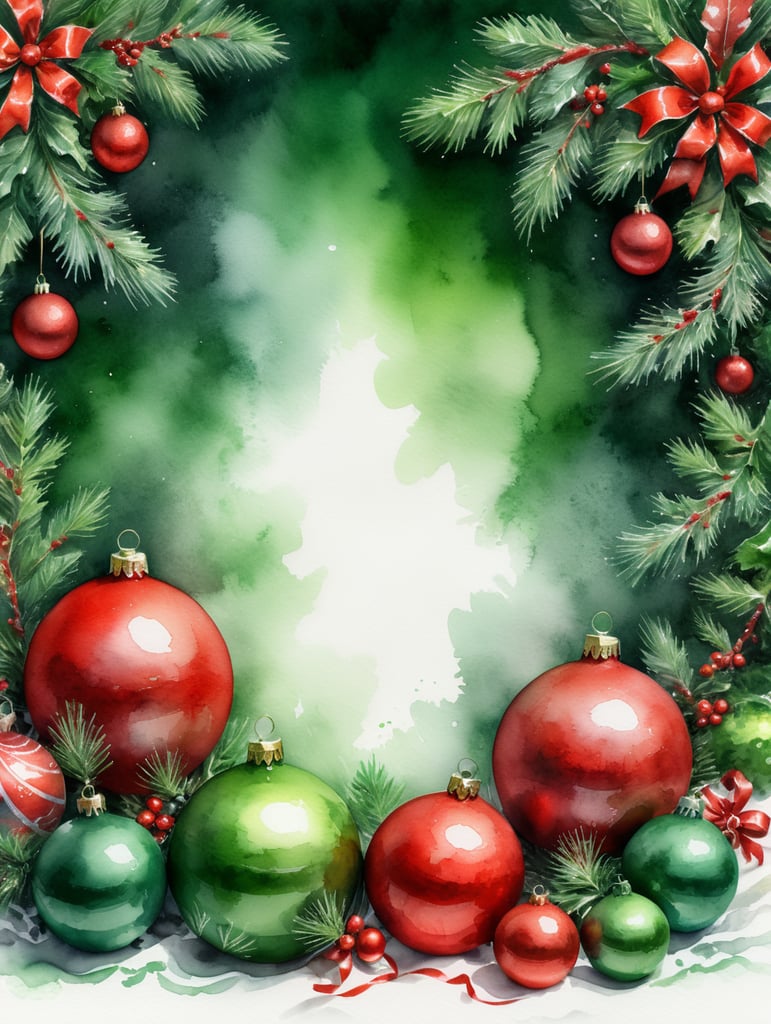Premium Free ai Images | watercolor red and green christmas background ...