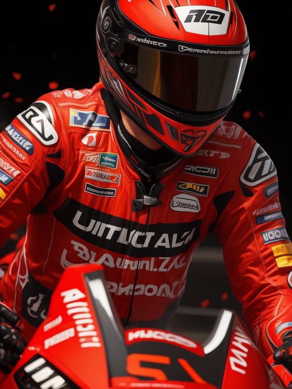 Premium Free ai Images | portrait of motogp racer on bike red colors on ...