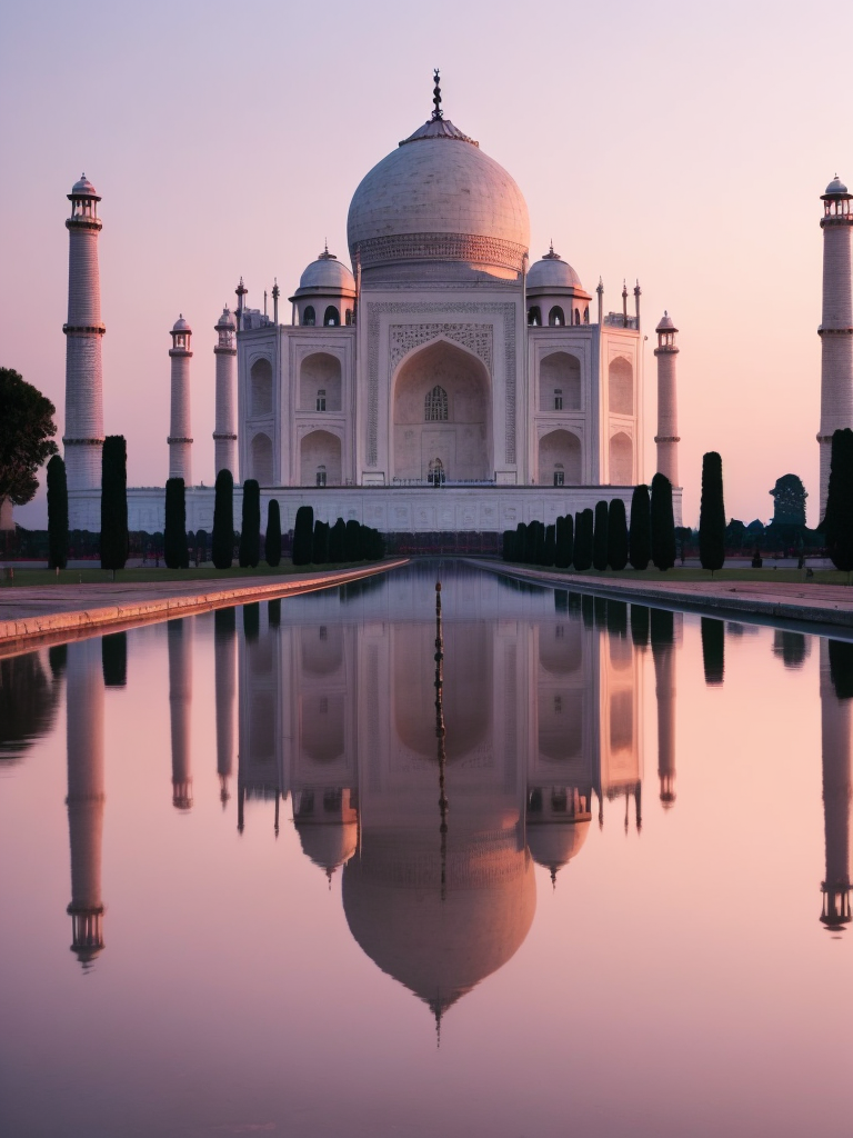 Lumenor AI Image Generation - taj mahal pink purple sunset