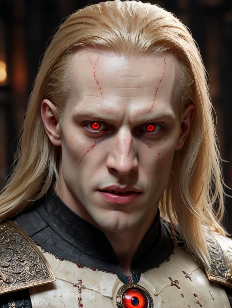 Premium Free ai Images | young pale man red eye very long blonde ...