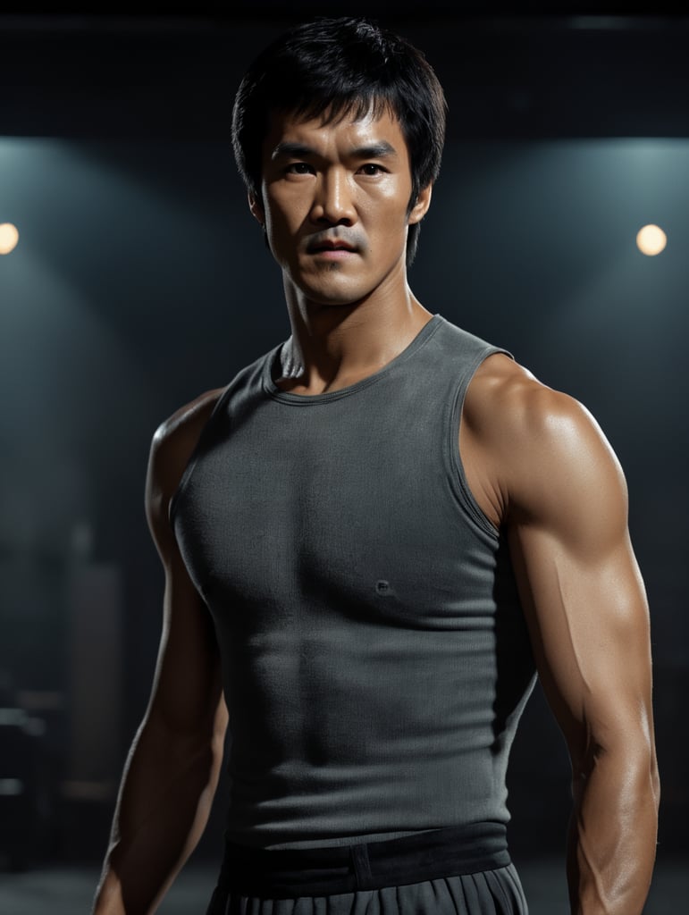 Premium Free ai Images | bruce lee standing looking at camera