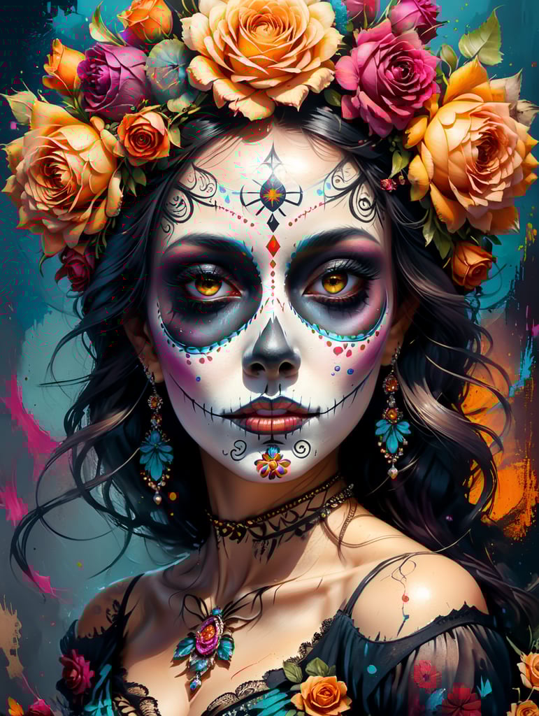 Premium Free ai Images | portrait of mexican beautiful catrina with ...