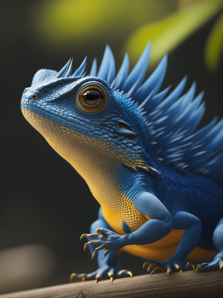 Premium Free ai Images | blue feathered lizard vibrant colors depth of field incredibly high ...
