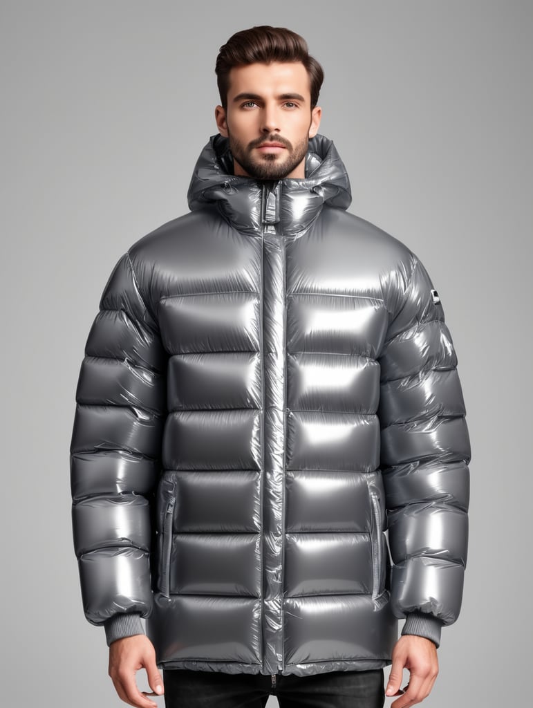 Premium Free ai Images | inflatable chrome minimalist mans puffer ...