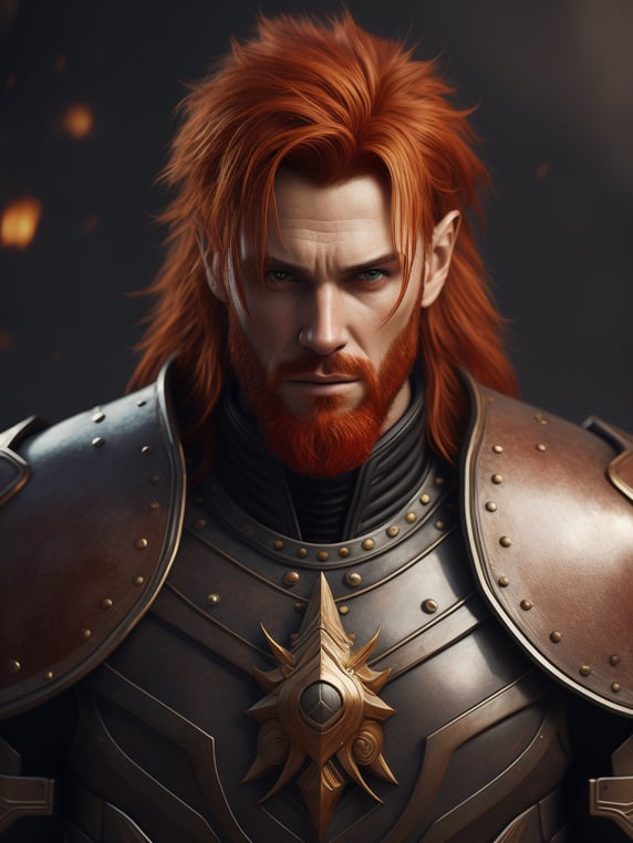 Premium Free ai Images | warrior red head man