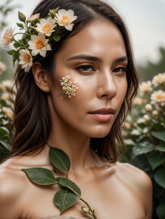 Premium Free ai Images | woman with flowers growing out of skin