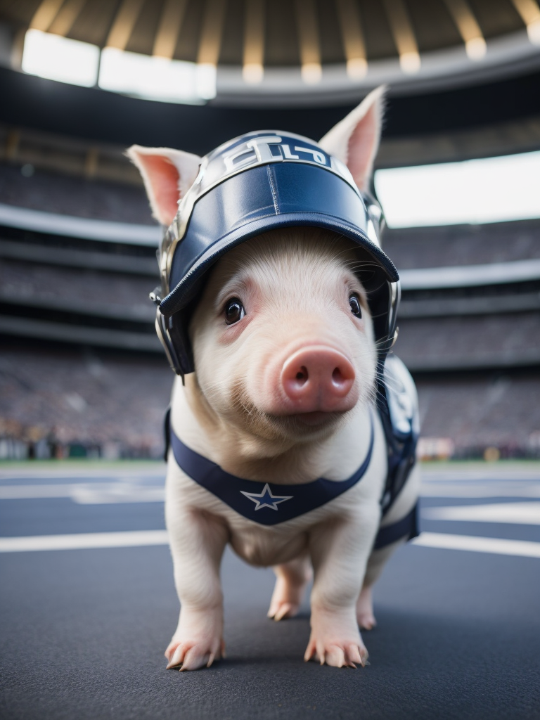 Lumenor AI Image Generation - baby pig wearing the dallas cowboys ...