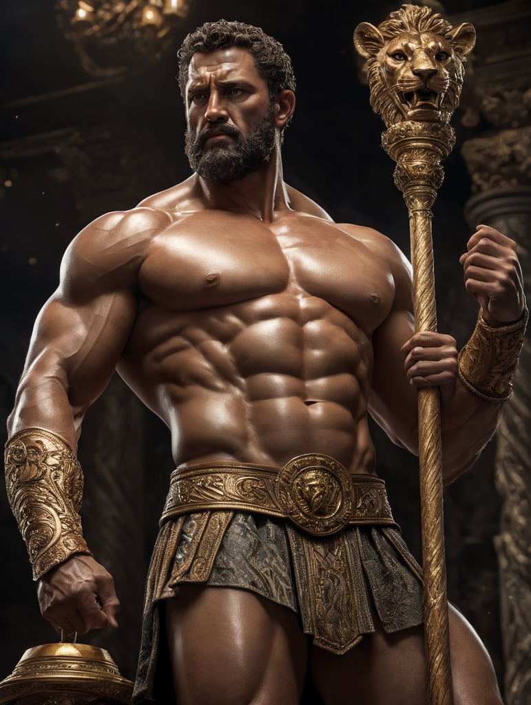 Premium Free ai Images | hercules farnese statue standing on club with ...