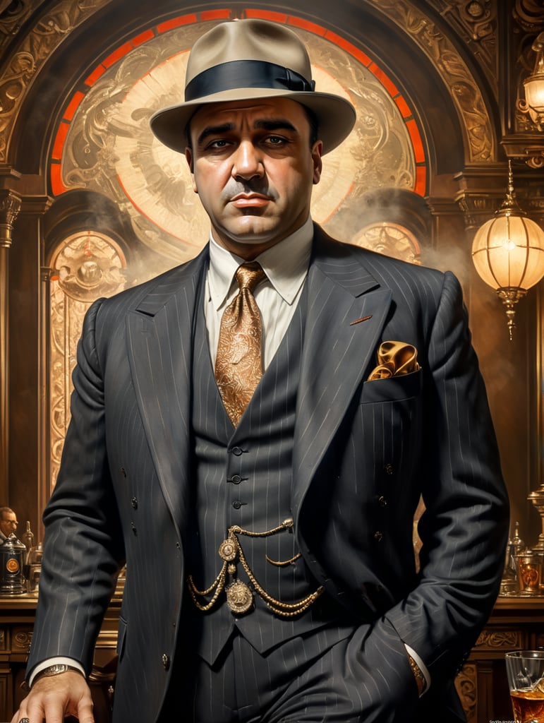 Premium Free ai Images | portrait of al capone in his signature ...