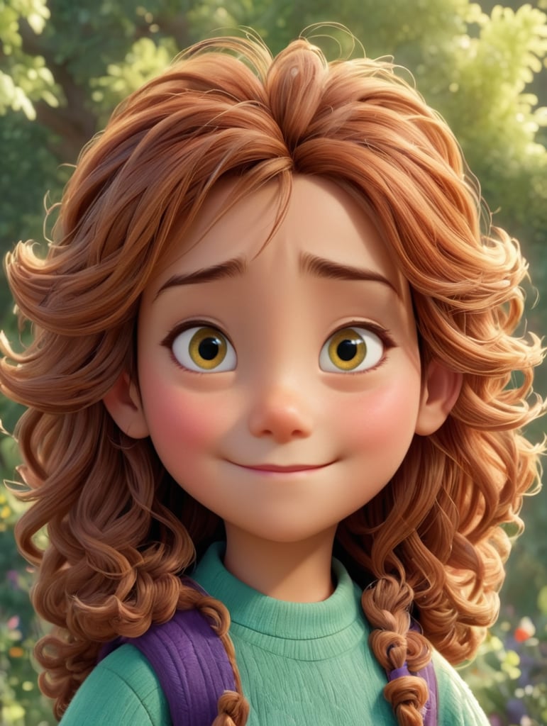 Premium Free ai Images | brown green eyes brown very curly hair love ...