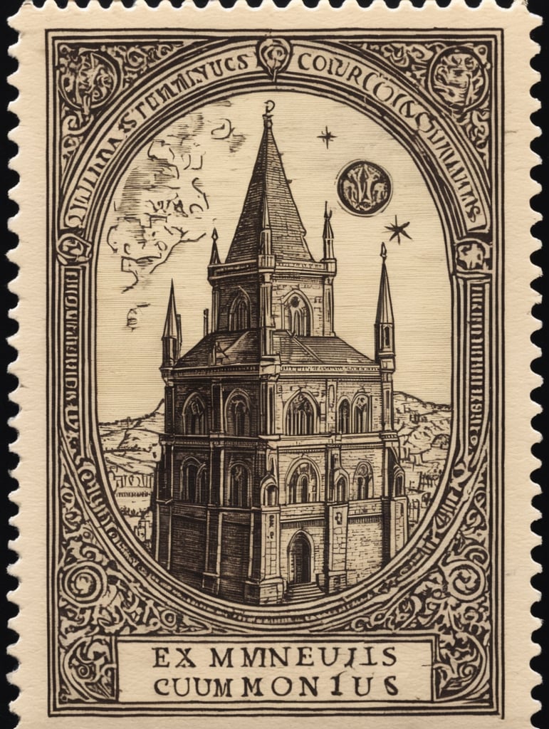 Premium Free ai Images | medieval style stamp ex libris œcumenius