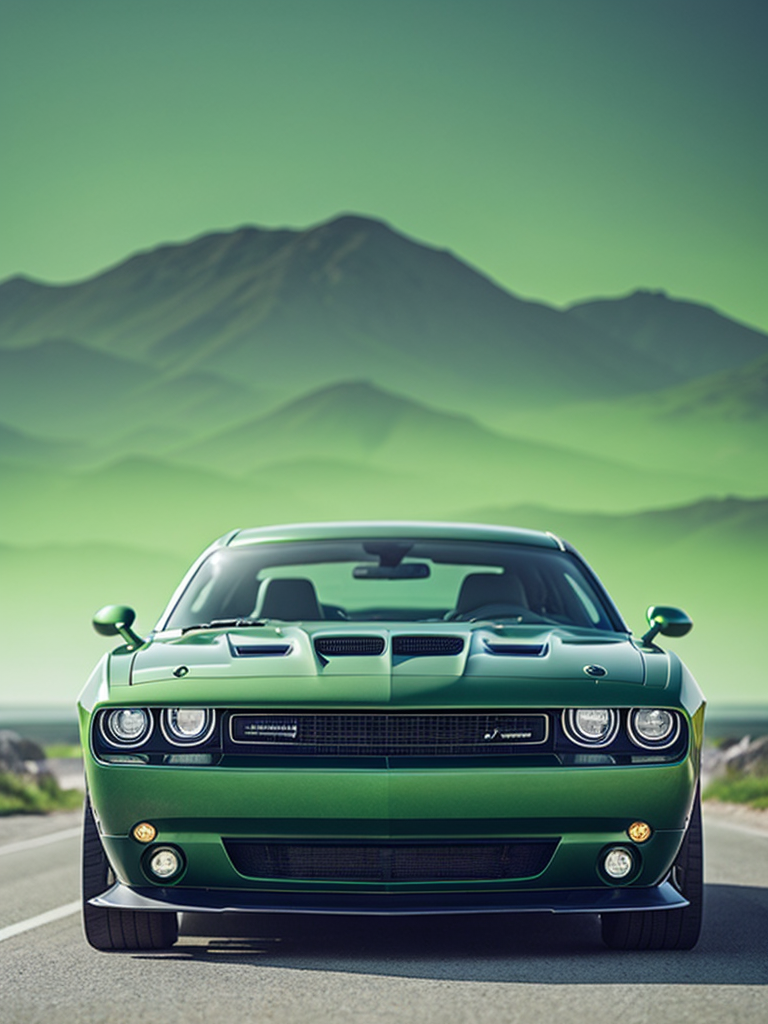 Premium Free ai Images | green dodge challenger car with dragon