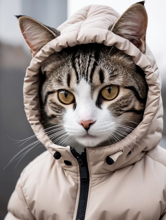 Premium Free ai Images | down jacket with cat hood
