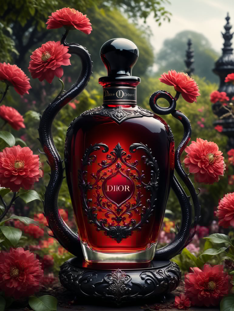 Premium Free ai Images | professional luxury dior perfume stand in red ...