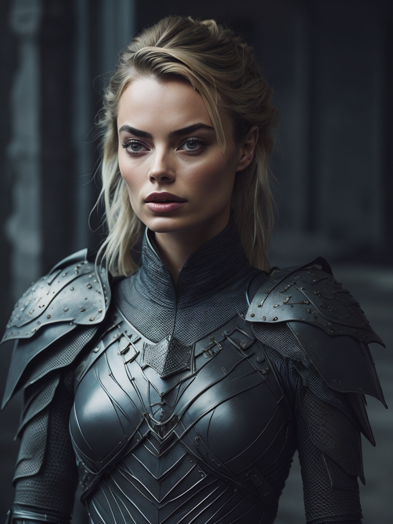 Premium Free ai Images | margot robbie using malenia blade of miquella ...