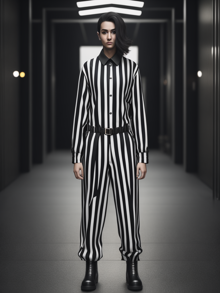 Lumenor AI Image Generation - black and white stripes prison jumpsuit ...